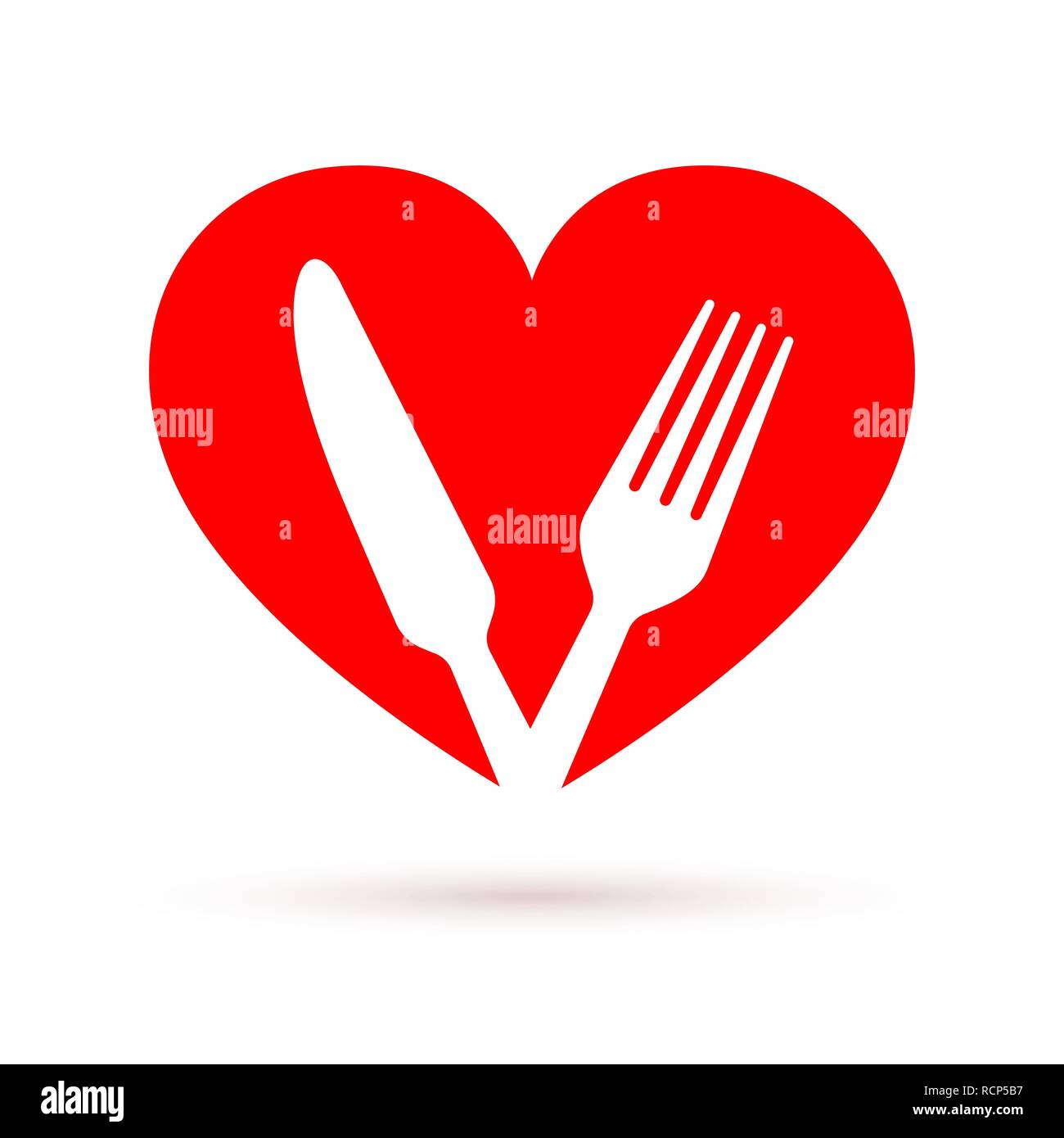 Healthy food icon in flat design. Vector illustration. Fork and knife ...