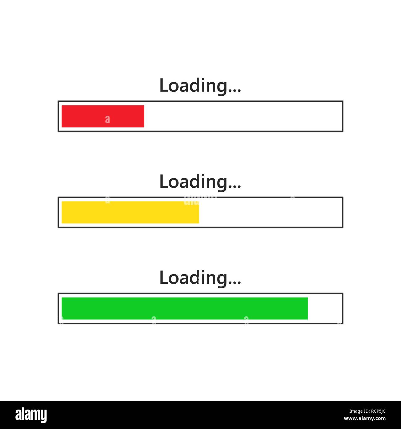 Set of loading bar element icons. Vector illustration. Download sign in flat design, isolated ...