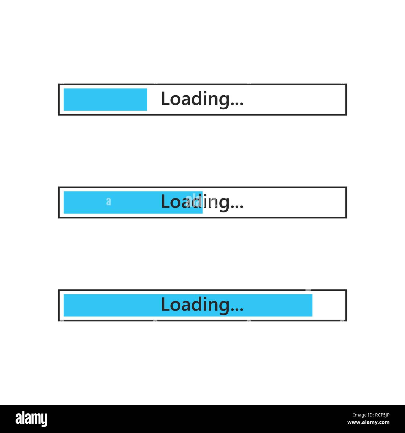 Set of loading bar element icons. Vector illustration. Download sign in flat design, isolated ...