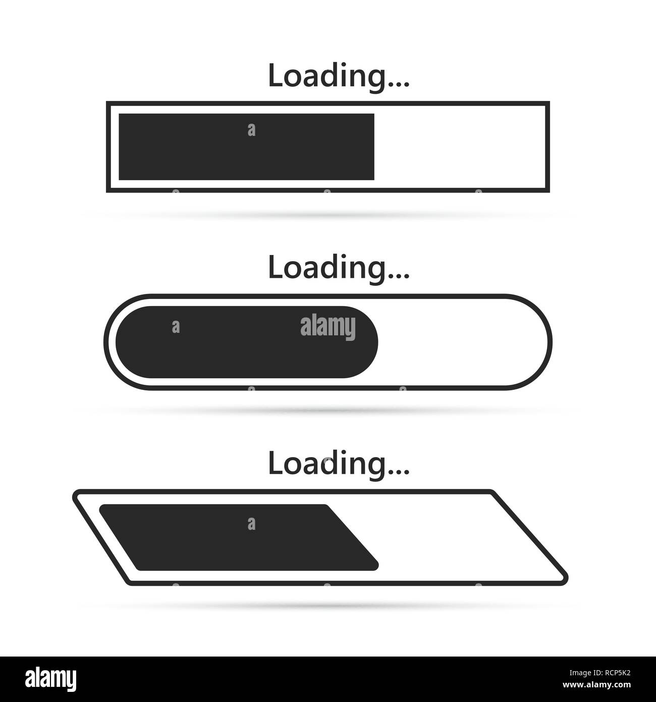 Set of loading bar element icons. Vector illustration. Download sign in flat design, isolated ...