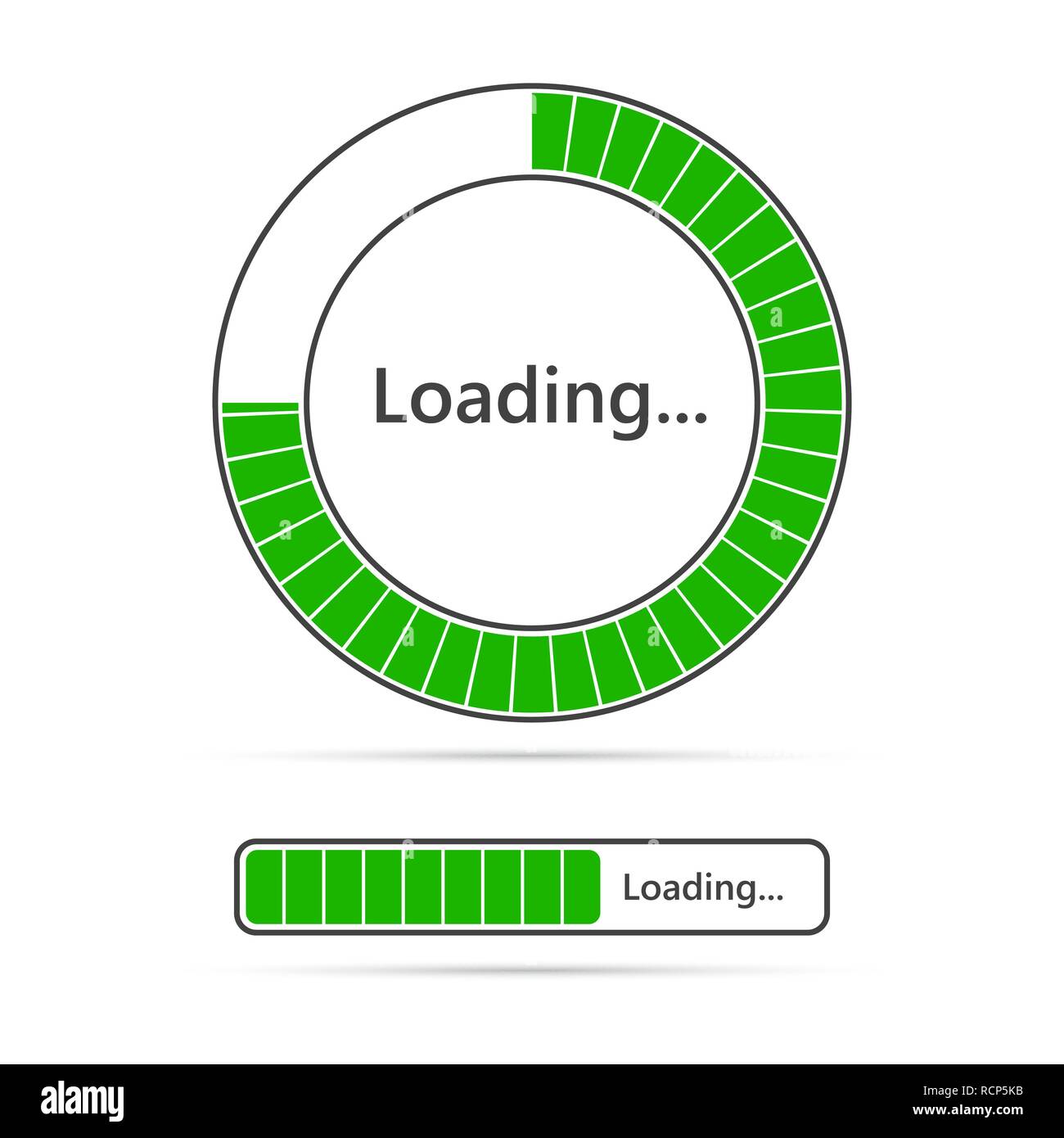 Set of loading bar element icons. Vector illustration. Download sign in flat design, isolated ...