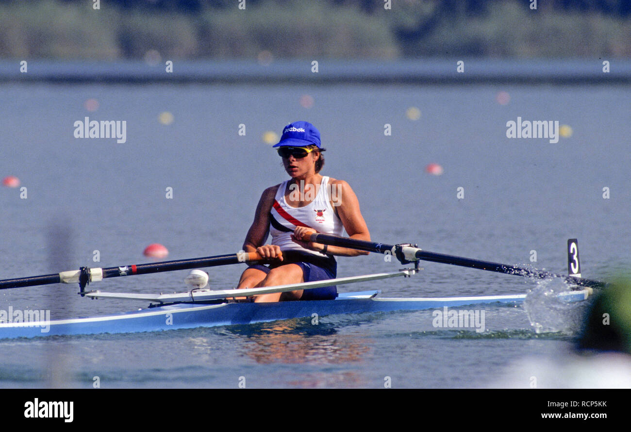 Barcelona, SPAIN. USA W1X, Anne MARDEN, 1992 Olympic Rowing Regatta ...