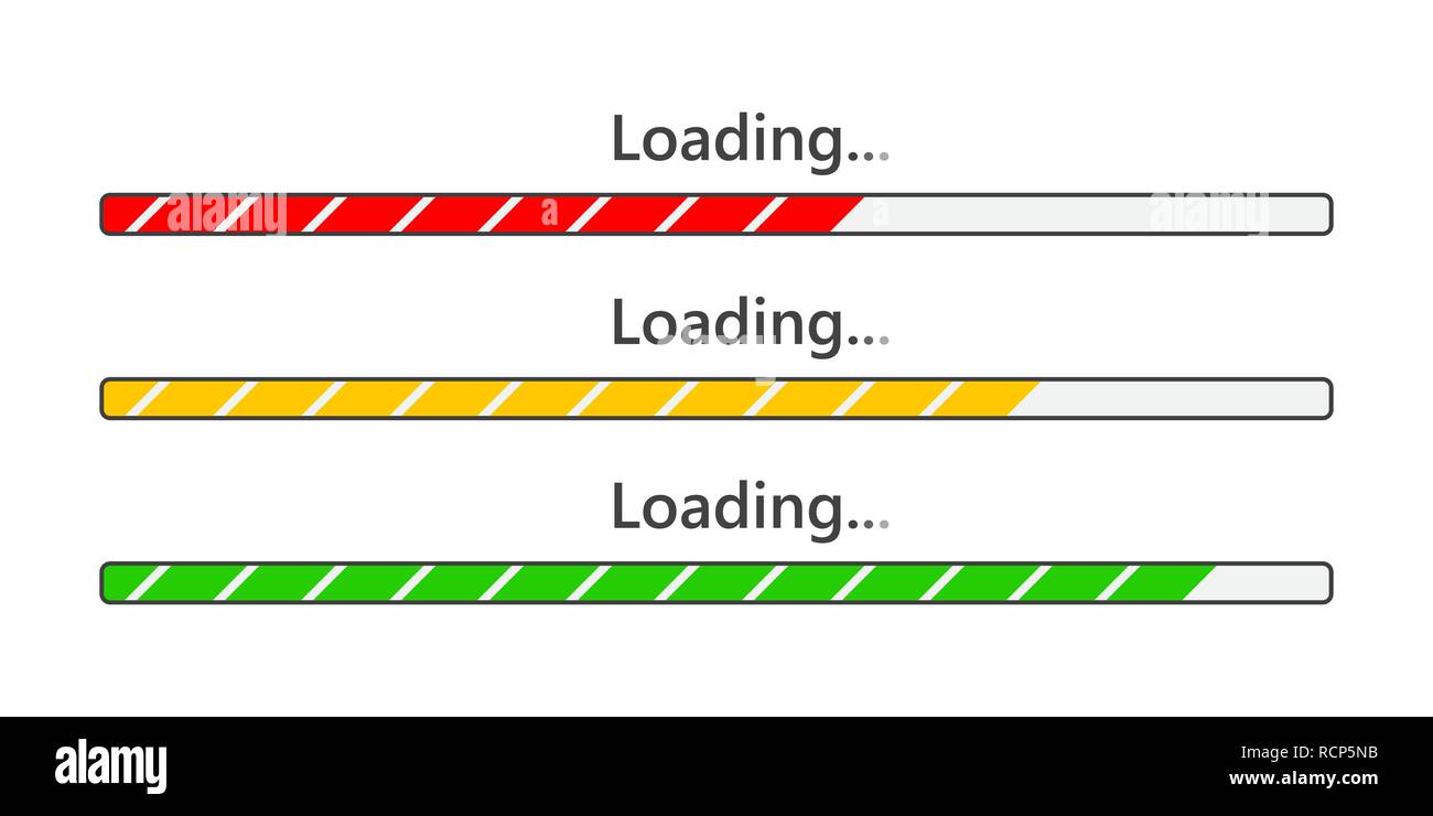 Set of loading bar element icons. Vector illustration. Download sign in ...