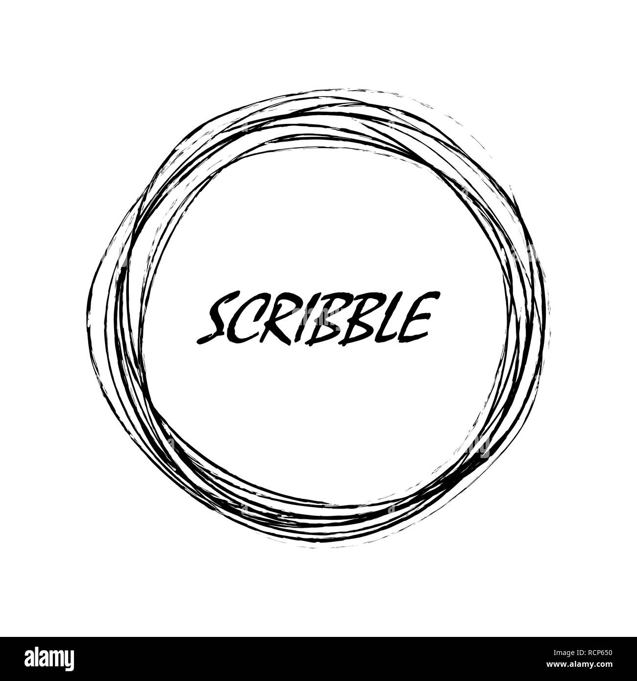 Hand drawn circle shape. Vector illustration. Pencil scribble circle as ...