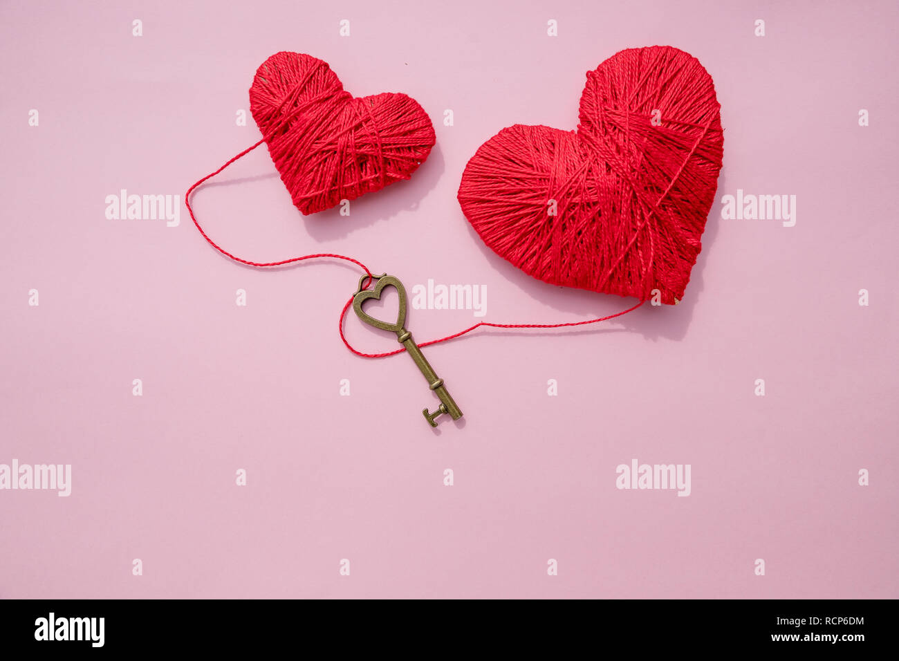 Valentines day card with red hearts and key.Red Hearts with Golden Key ...