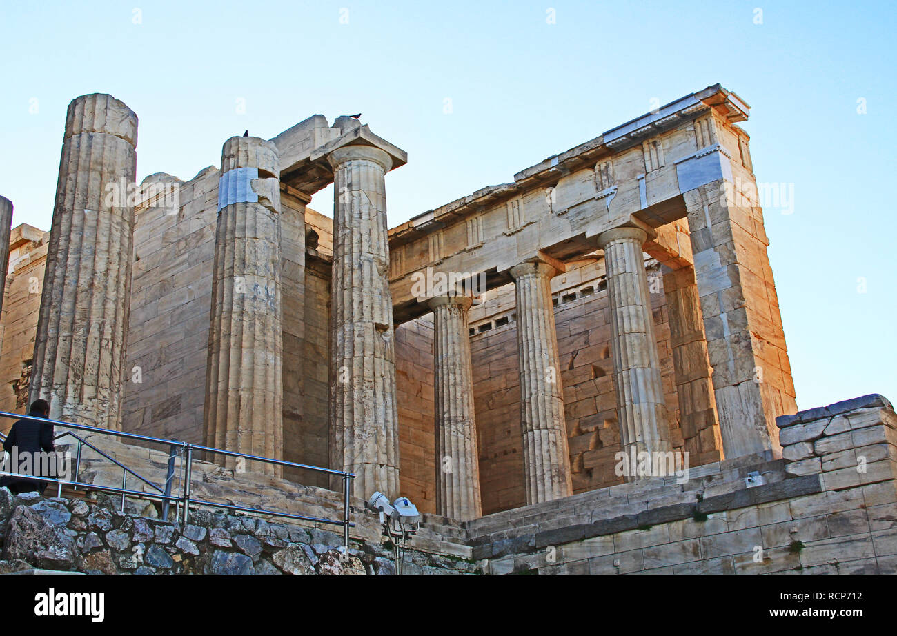 Entrance to the Acropolis Just Above the Theater Odeon of Herodes Stock ...