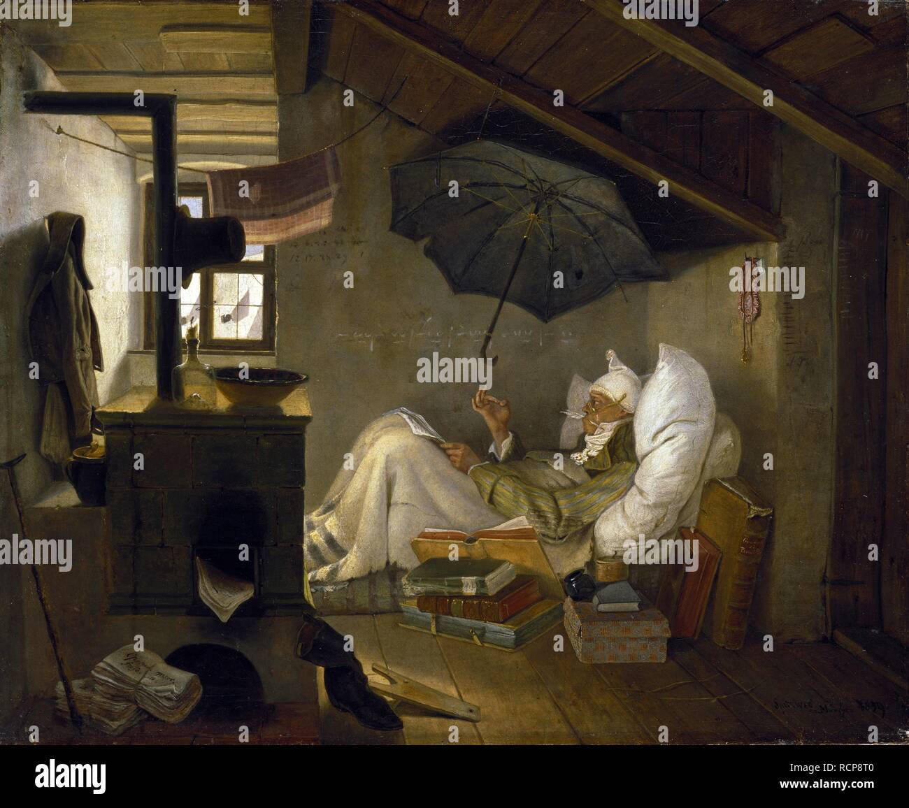 The Poor Poet. Museum: Neue Pinakothek, Munich. Author: SPITZWEG, CARL ...