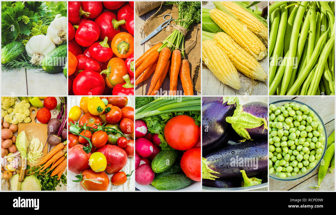 collage of fruits and vegetables in one photo Stock Photo - Alamy