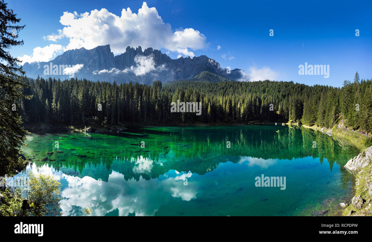 Lake Carezza (lago di carezza), Dolomites, Italy, Europe Stock Photo ...