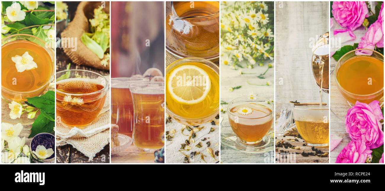 Collage of tea. Selective focus. Food and drink Stock Photo - Alamy
