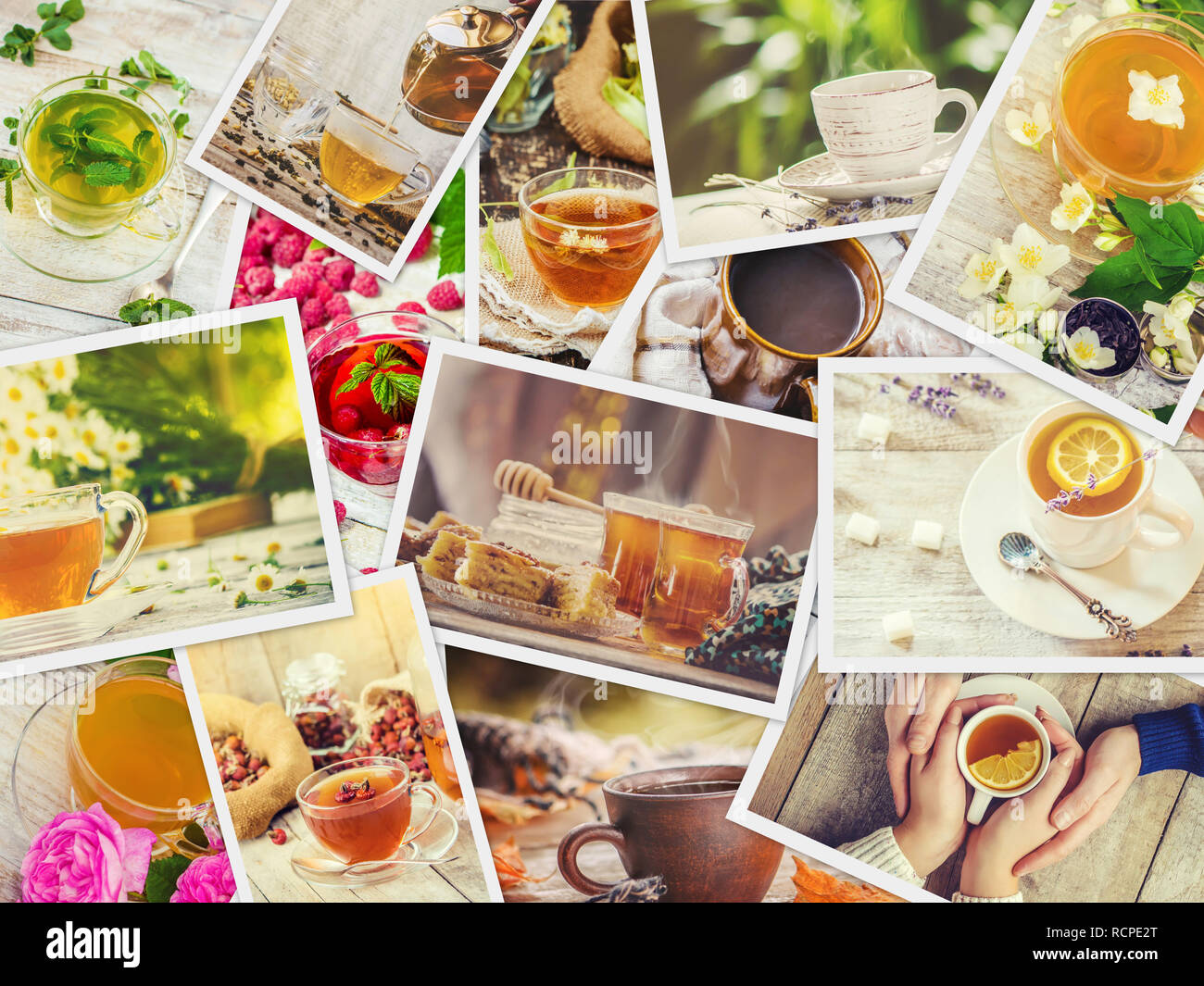 Collage of tea. Selective focus. Food and drink Stock Photo - Alamy