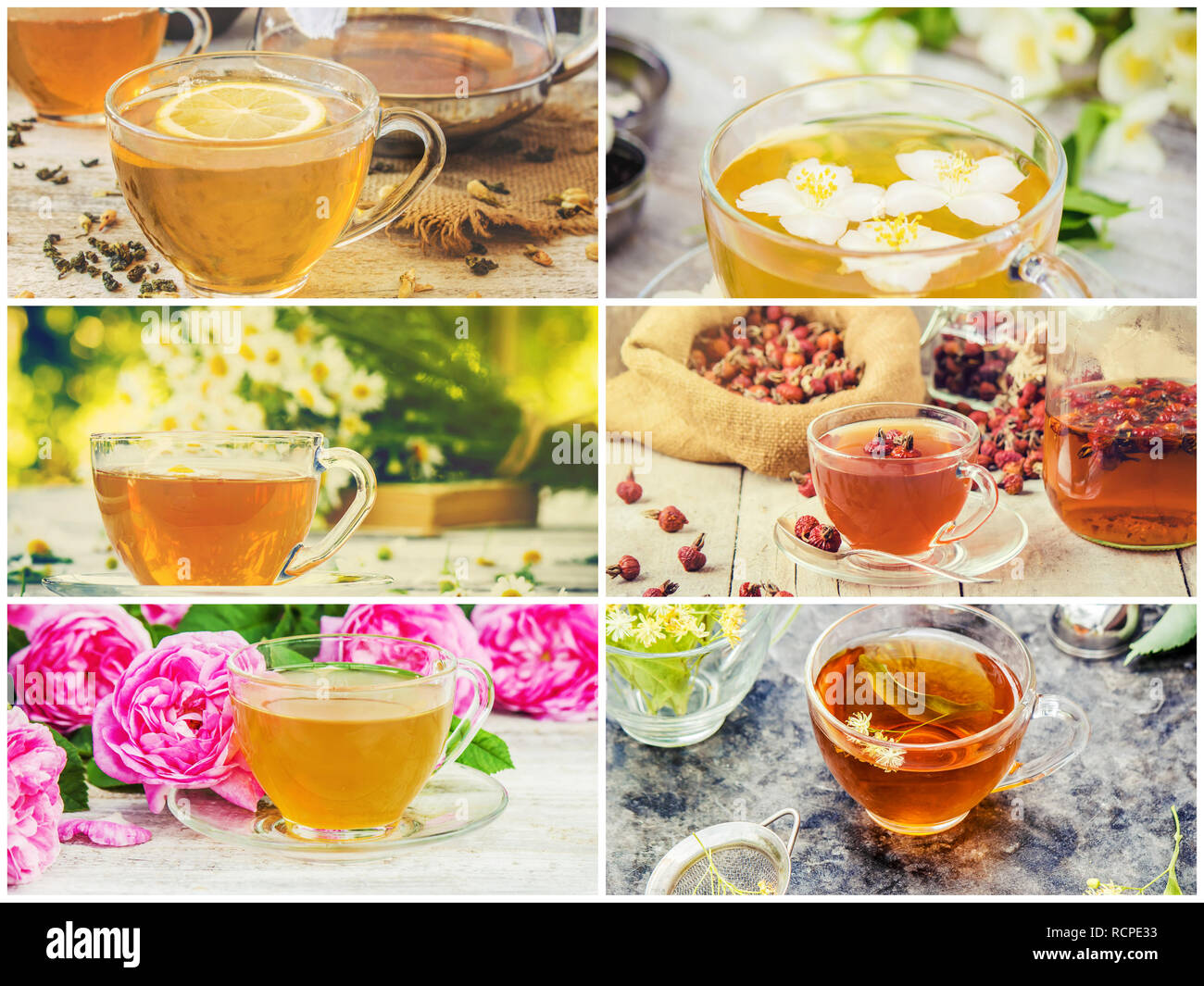 Collage of tea. Selective focus. Food and drink Stock Photo - Alamy