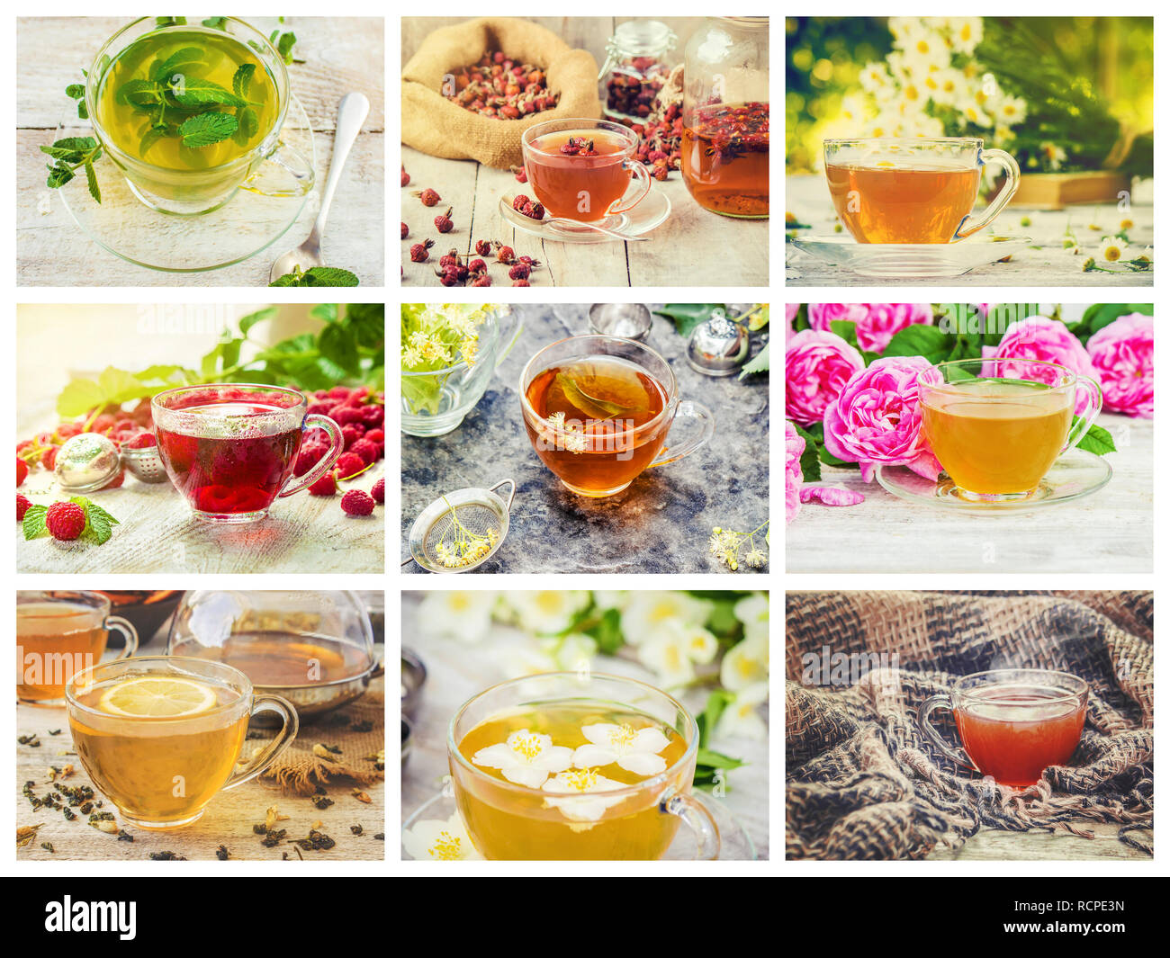 Collage of tea. Selective focus. Food and drink Stock Photo - Alamy