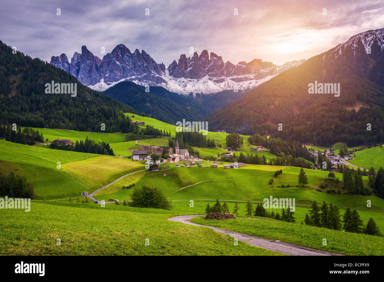 Famous best alpine place of the world, Santa Maddalena (St Magdalena ...