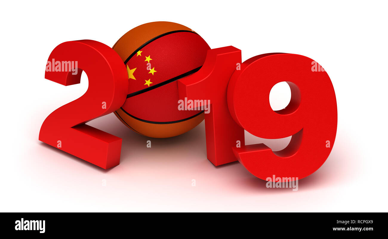 China 2019 Word Baskettball Championship (isolated on white background ...