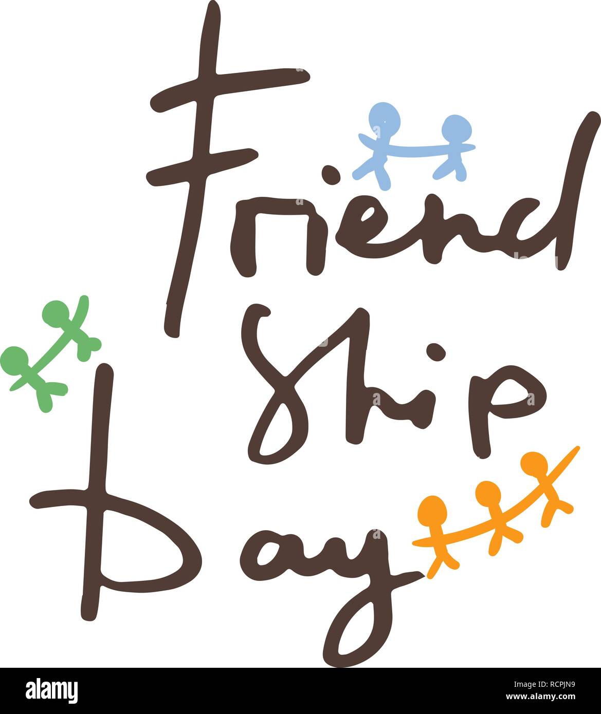 Friendship day. Doodle grunge lettering. Brush calligraphy text for ...