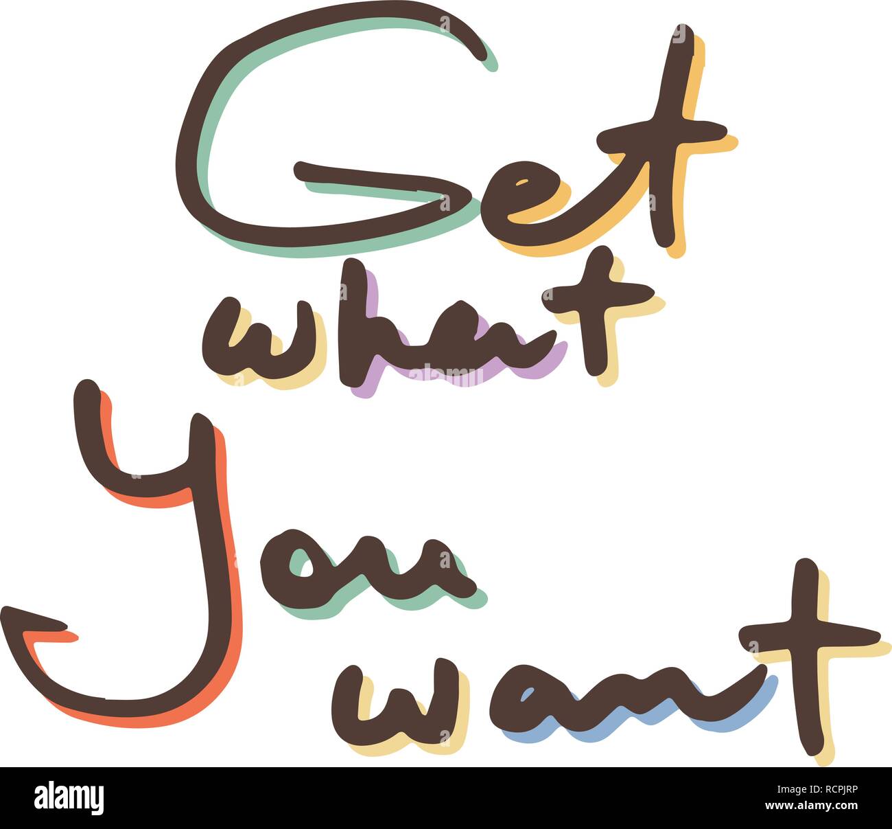 Get what you want. Doodle grunge lettering. Brush calligraphy text for ...