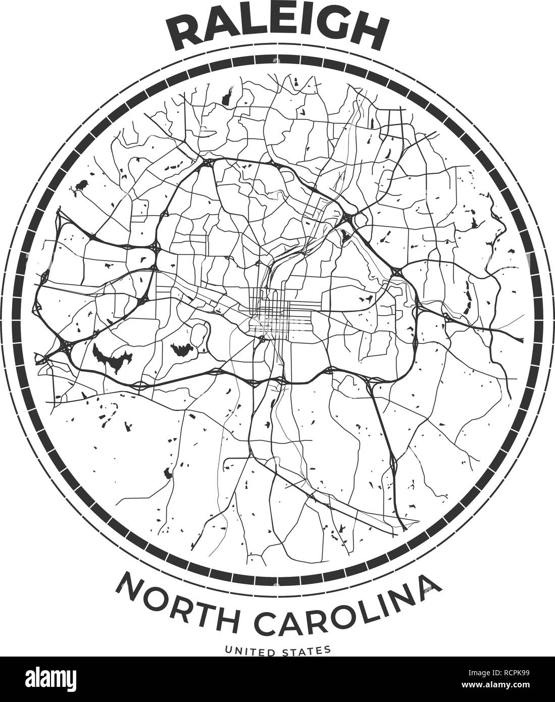 T-shirt map badge of Raleigh, North Carolina. Tee shirt print ...