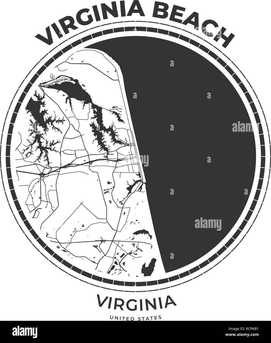 T-shirt map badge of Virginia Beach, Virginia. Tee shirt print ...