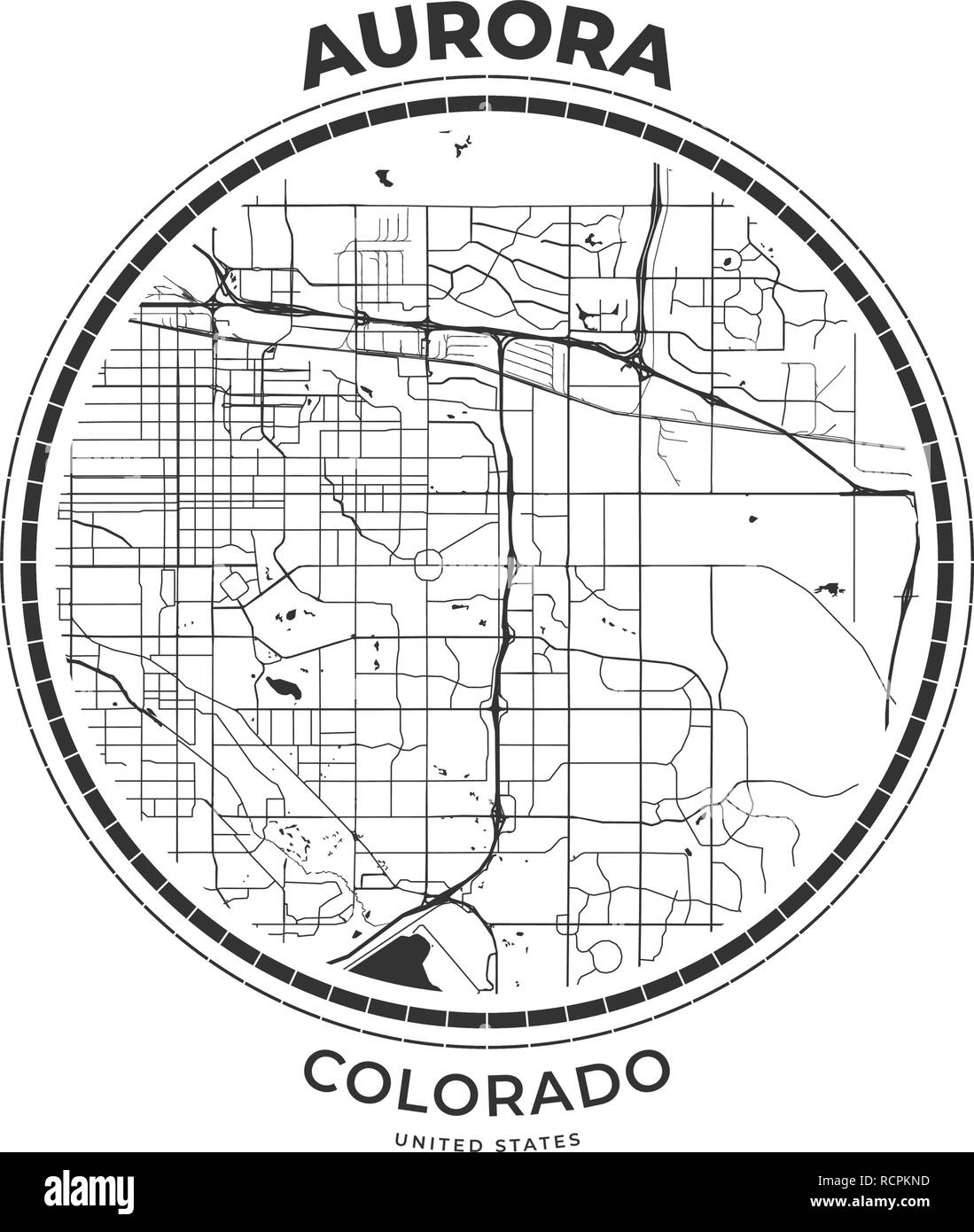 T-shirt map badge of Aurora, Colorado. Tee shirt print typography label ...