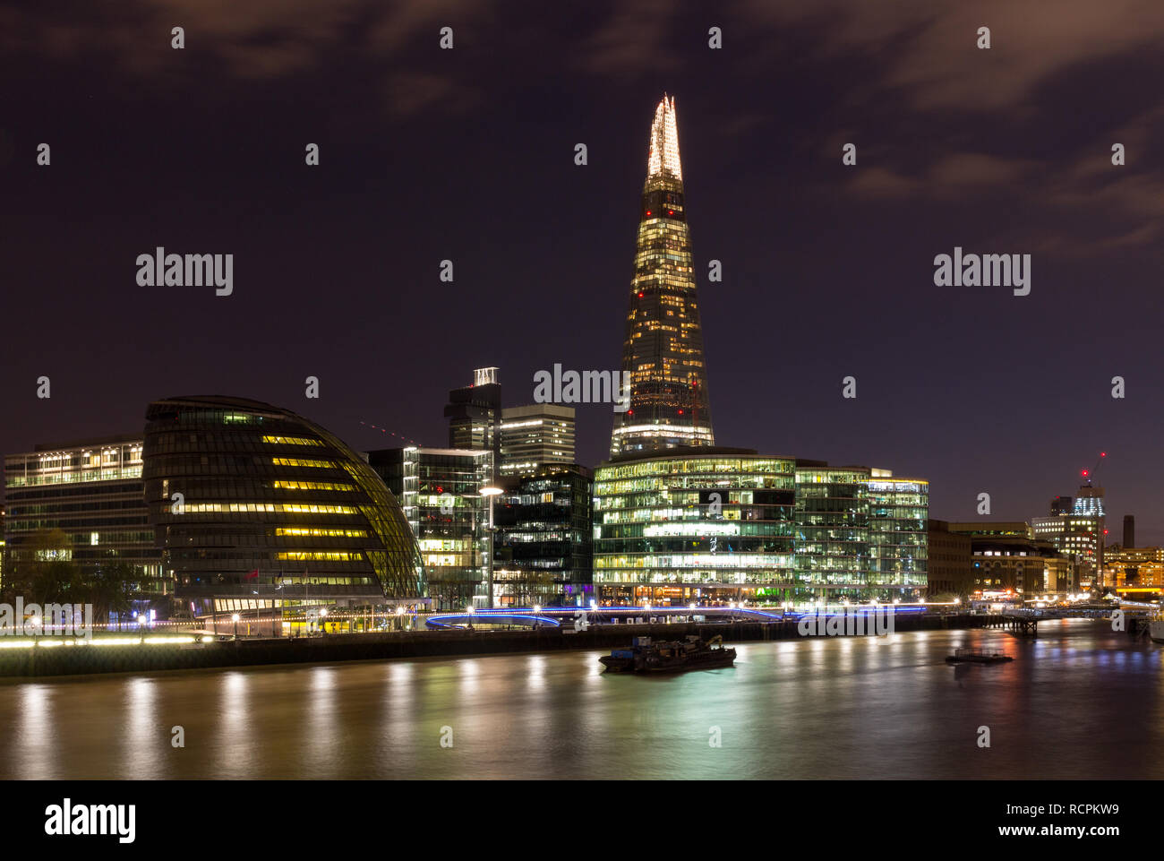 London skyline by night, panoramic view. UK Stock Photo - Alamy
