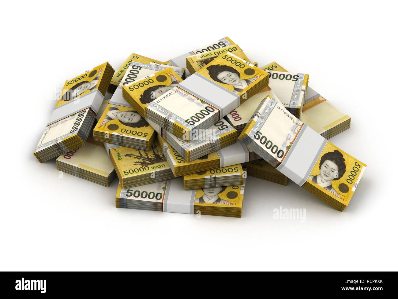 Stack of South Korean Won (isolated on white background Stock Photo - Alamy