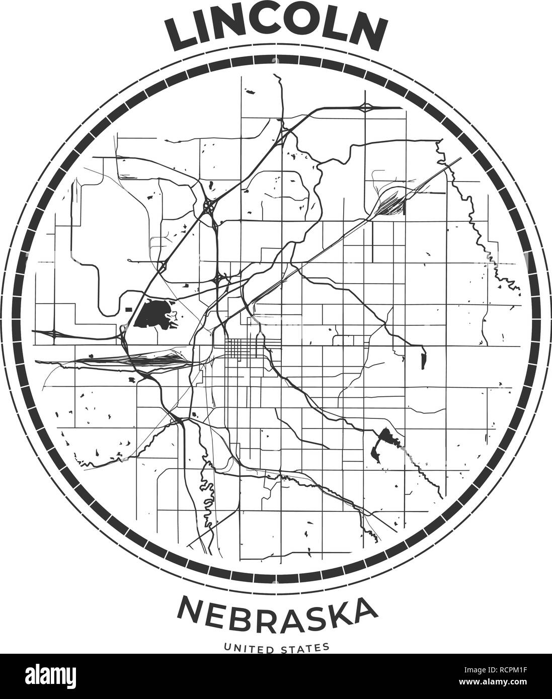 T-shirt map badge of Lincoln, Nebraska. Tee shirt print typography ...