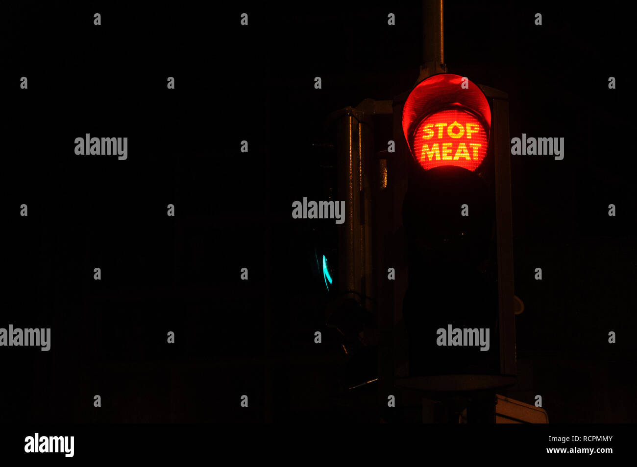 red light with stop meat on it Stock Photo - Alamy