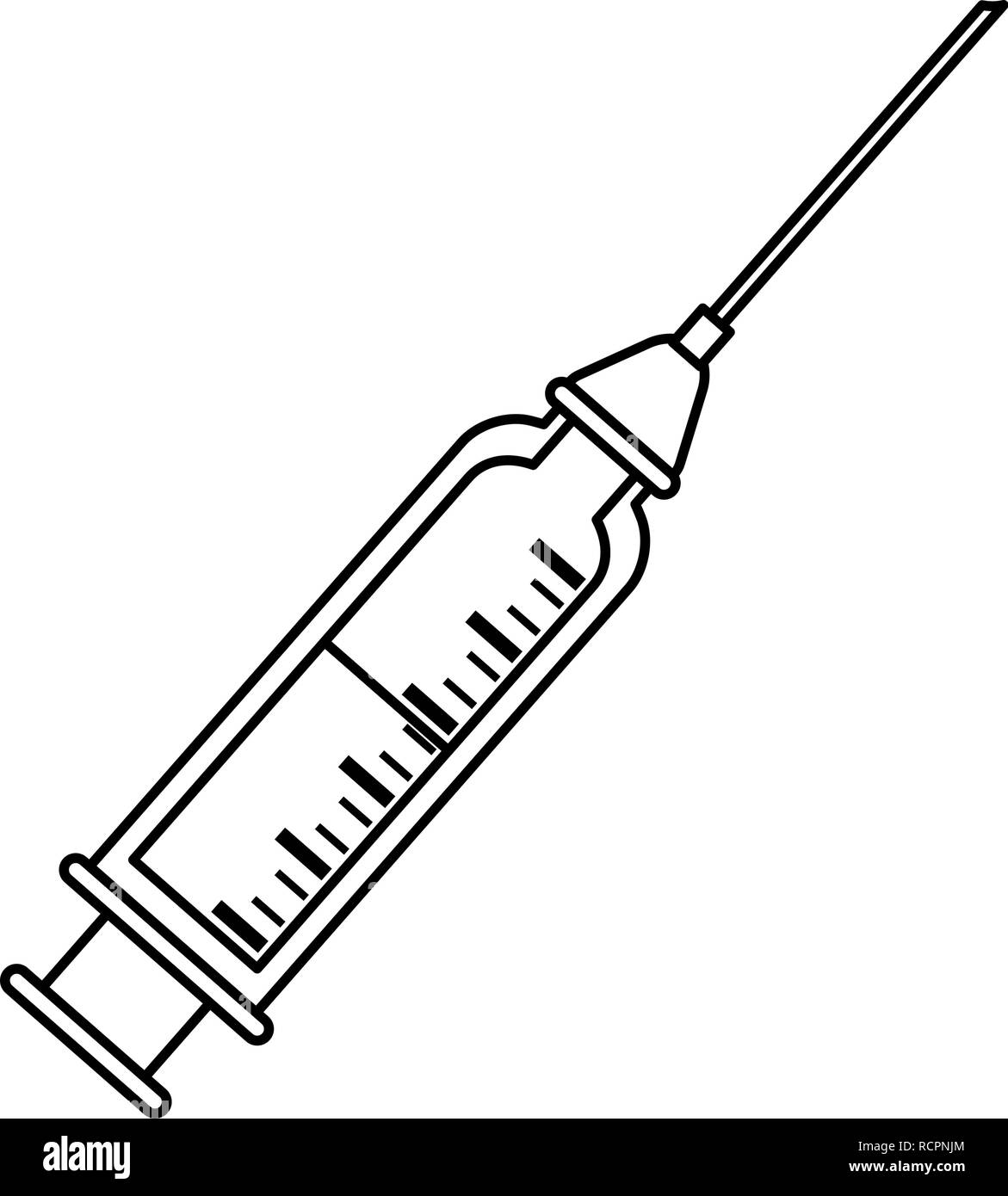 syringe and needle vaccination medical vector illustration outline ...