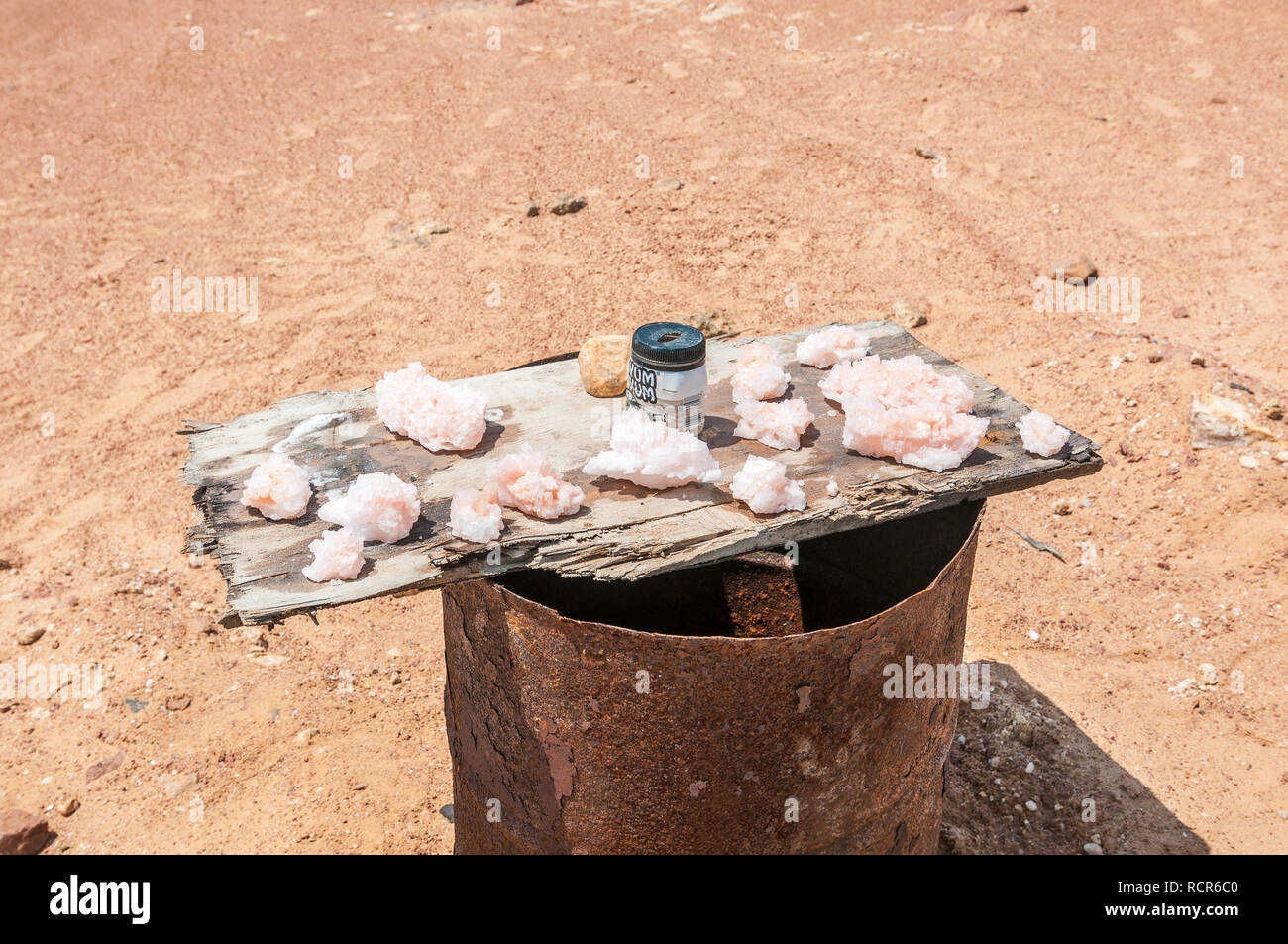 salt crystal for sale, next to D2301 road, Cape cross, Namibia Stock ...