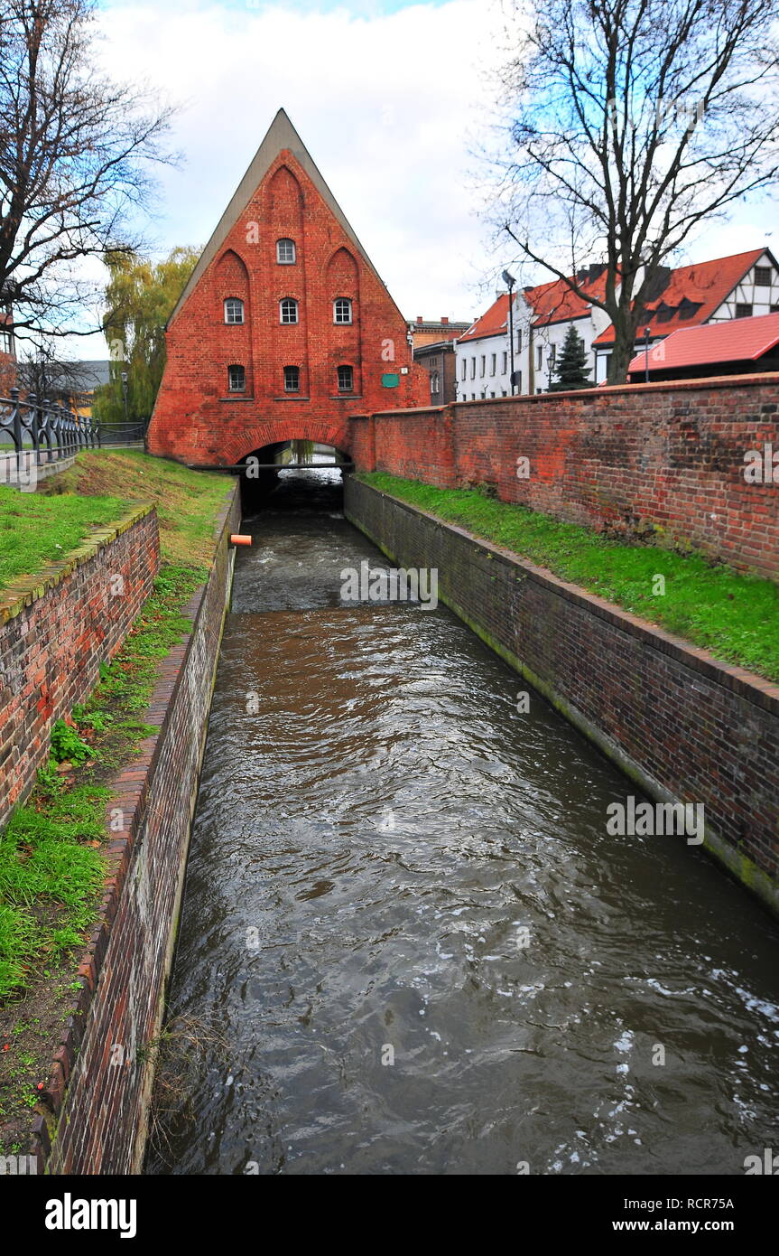 Old water channel leading to the old antique watermill. Gdansk, Poland ...