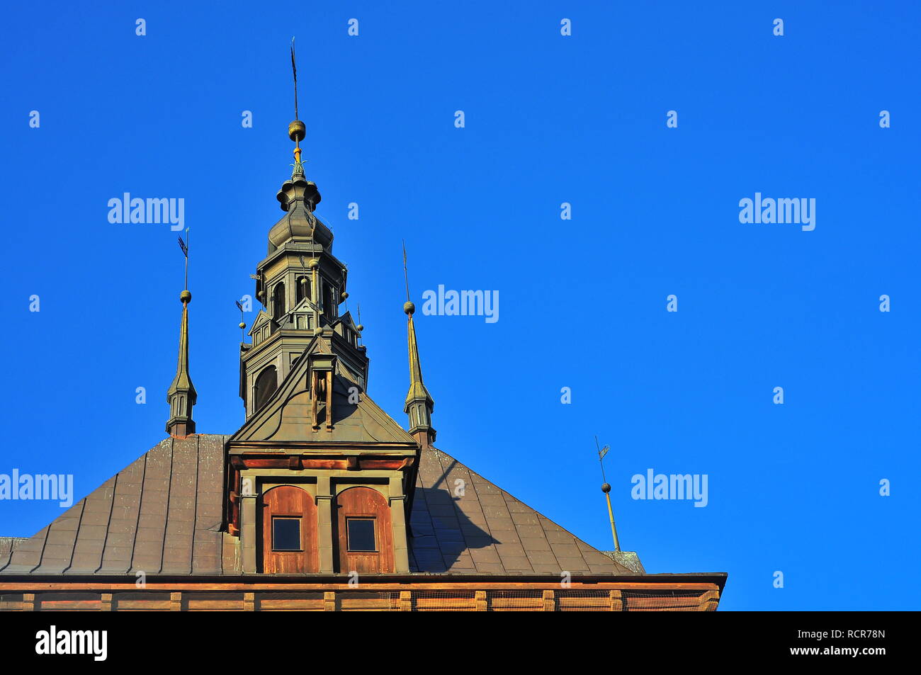 Old prison tower with clear sky background. Now Amber Museum. Branch of ...
