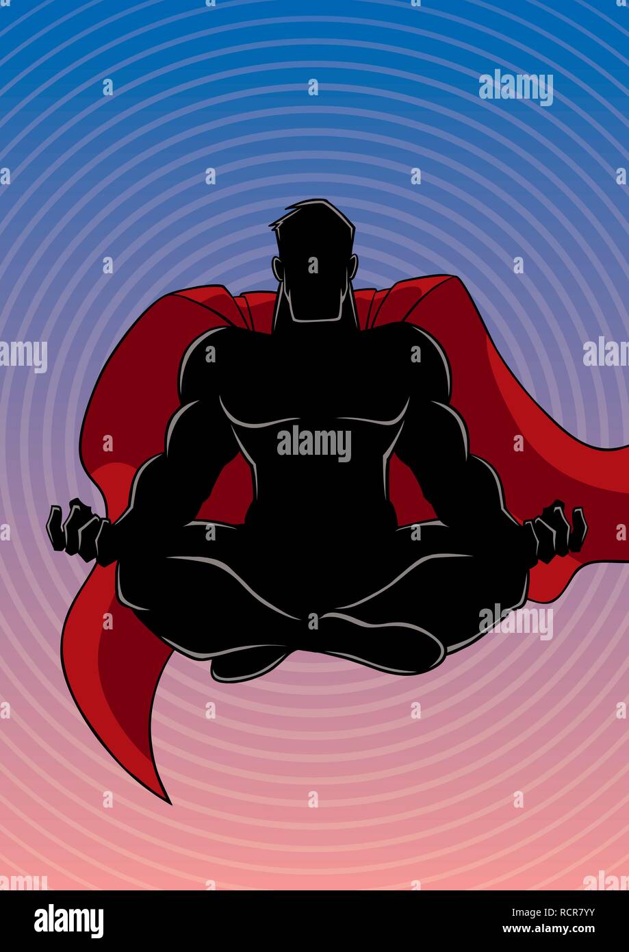 Superhero Meditating Background Silhouette Stock Vector Image & Art - Alamy