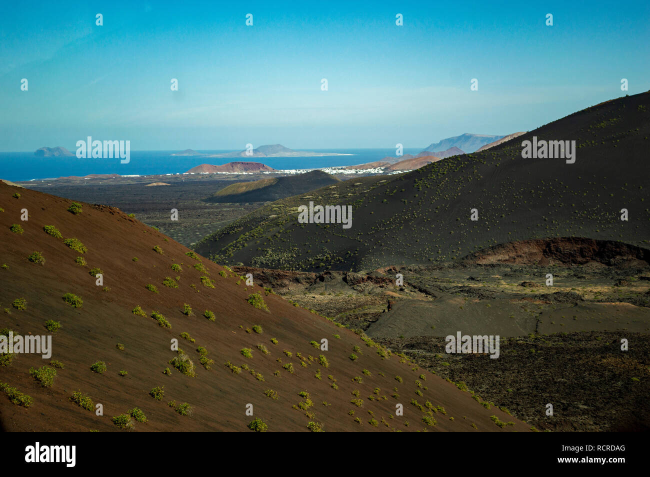 The volcanoes of Timanfaya National Park in Lanzarote, Canary Islands ...