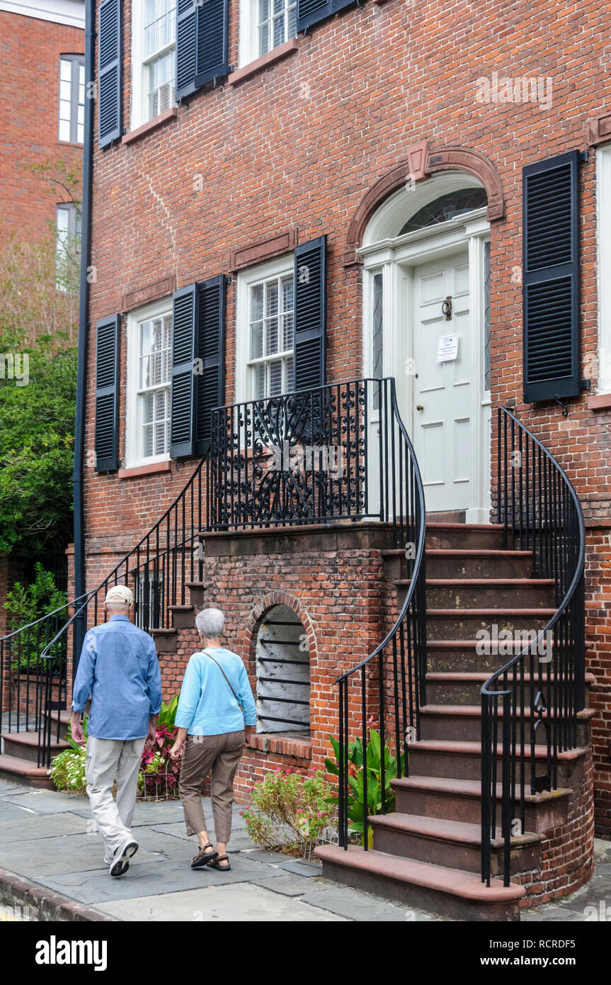 Savannah, GE: 10/19/18: Black window shutters and curved stair railing ...