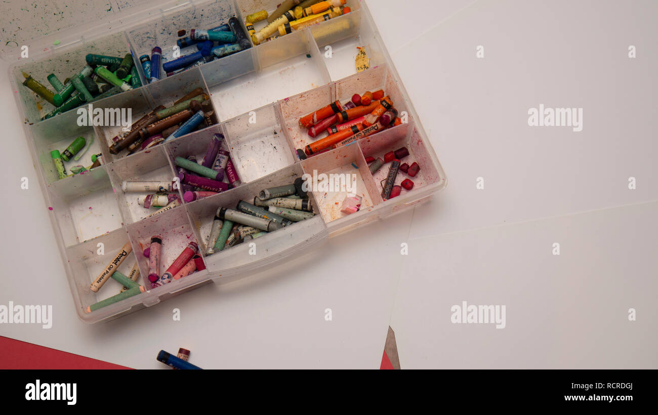 Crayons on Table Stock Photo - Alamy