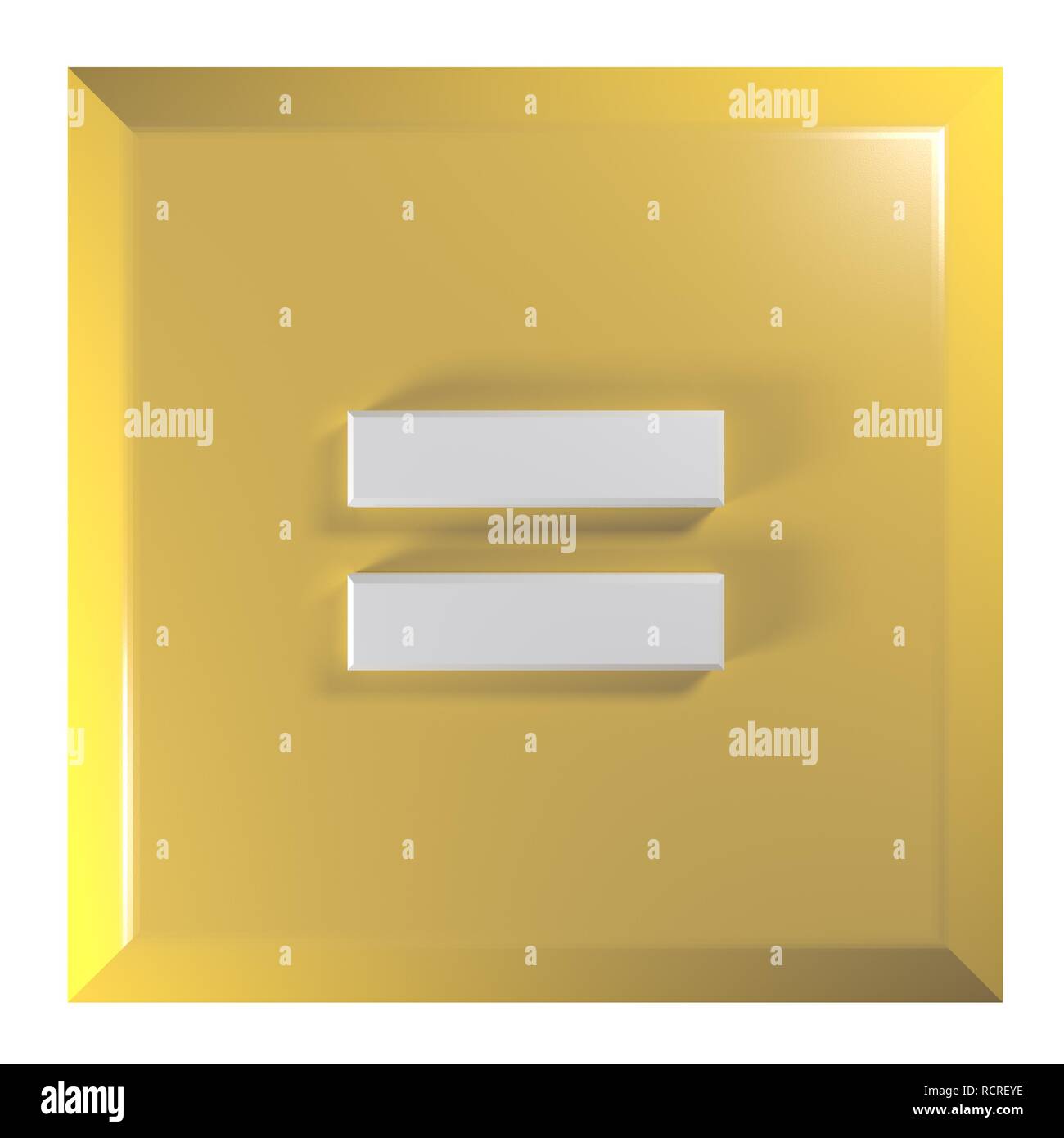 Yellow - orange square push button with the sign = for the equality ...