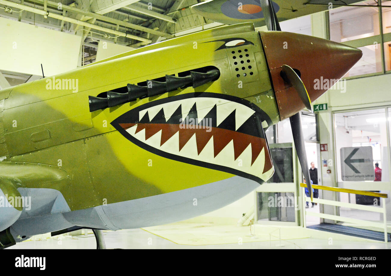 Curtiss P-40 Kittyhawk WWII Military Aircraft on display at the RAF ...