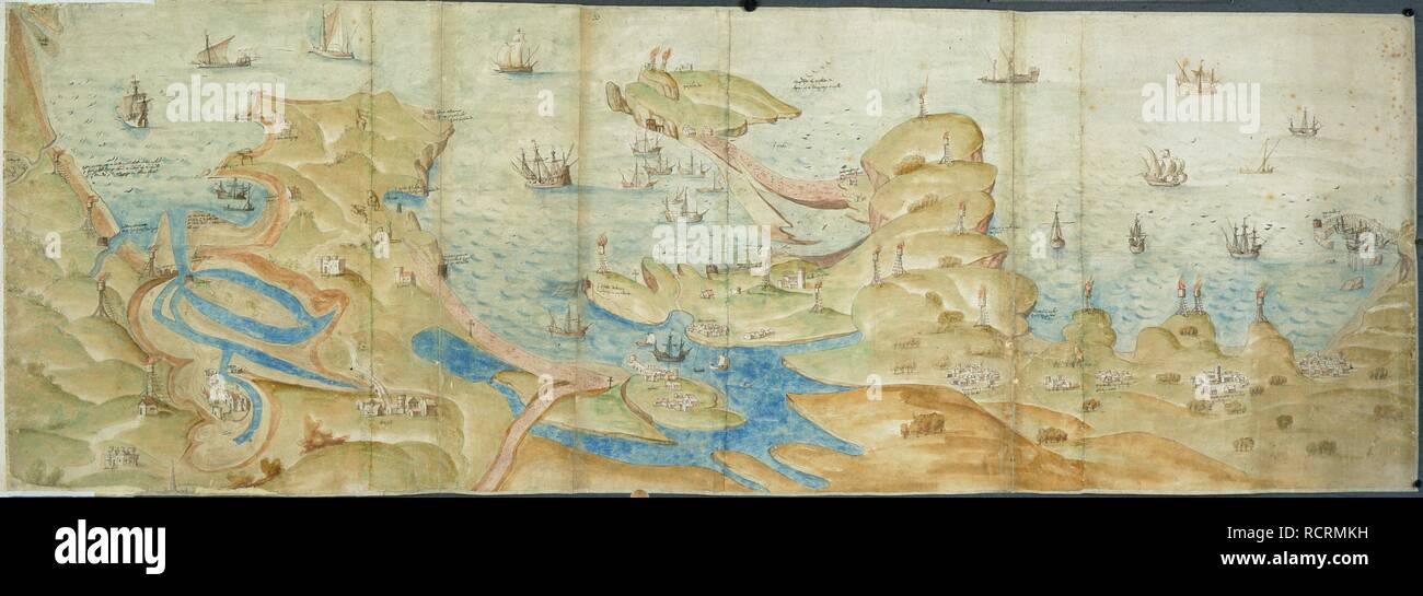 Map of Dorset coast. 1539-1540. Map of the Dorset coast from Poole to ...