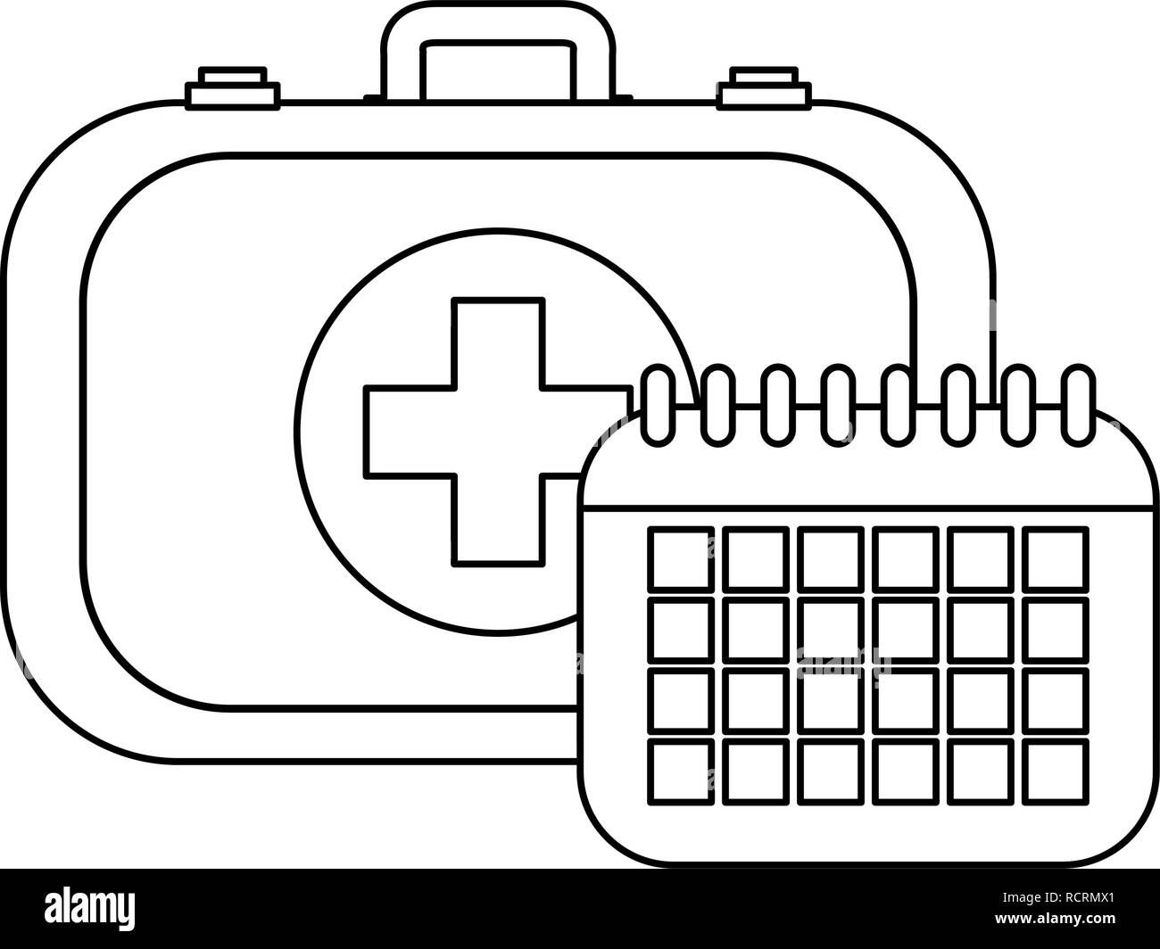 calendar and kit first aid vaccination medical vector illustration ...
