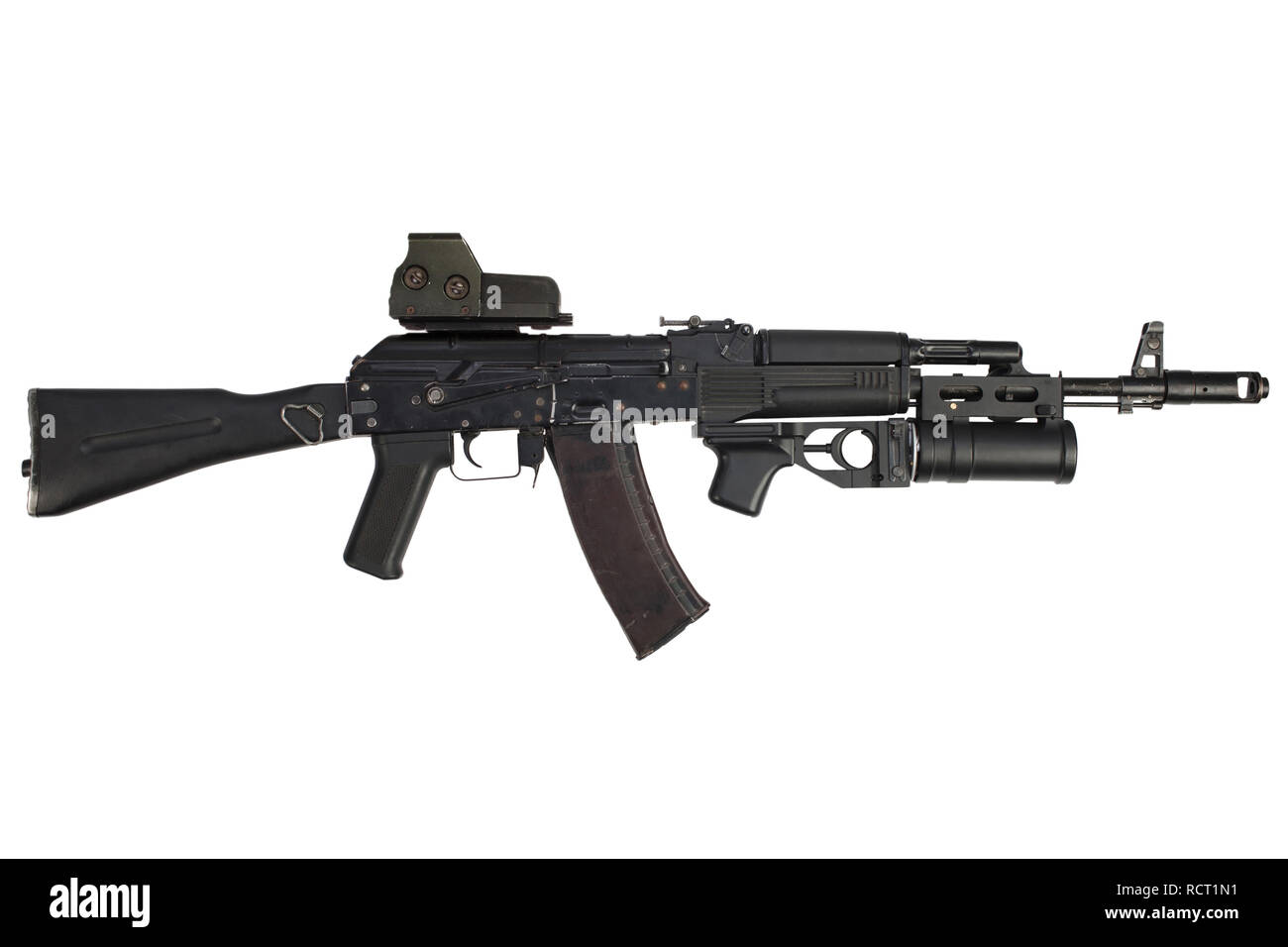 modern kalashnikov AK 74M assault rifle with holographic weapon sight ...