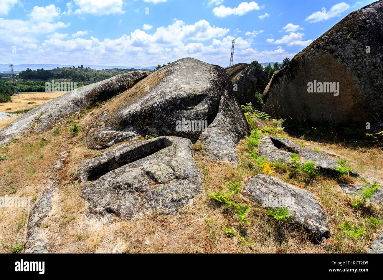 View of a granite rock cut non-anthropomorphic grave at the St Gens ...