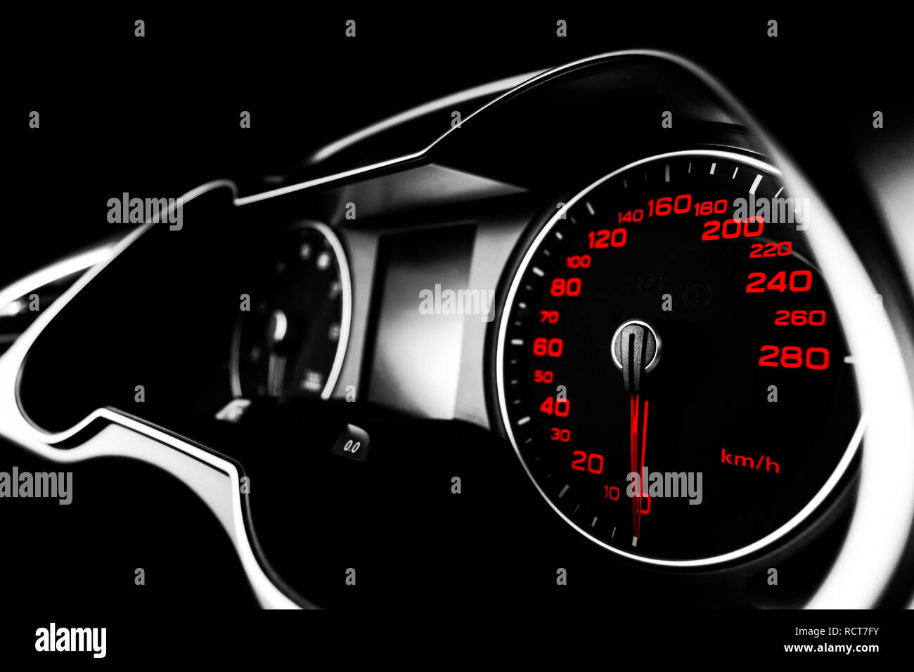 Close up shot of a speedometer in a car. Car dashboard. Dashboard ...