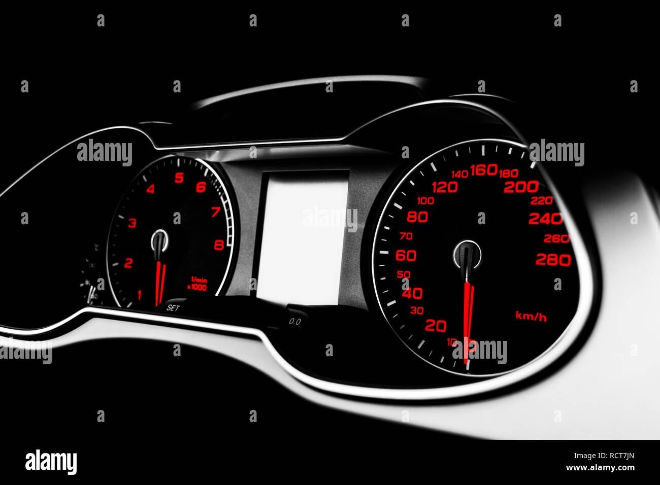 Close up shot of a speedometer in a car. Car dashboard. Dashboard ...