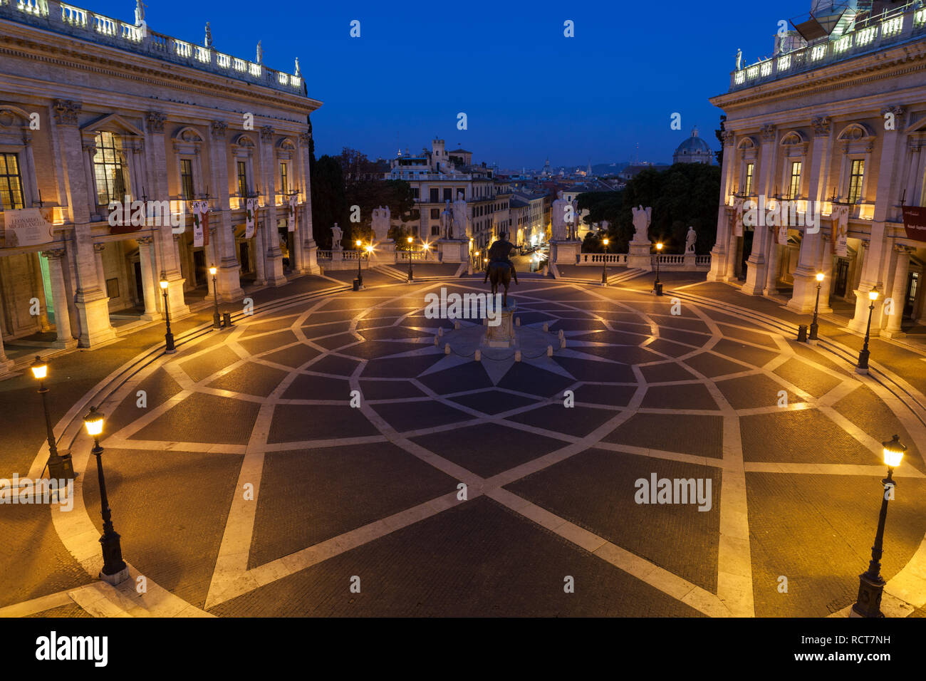 Rome's Piazza Campidoglio, designed by Michelangelo, sits empty atop ...