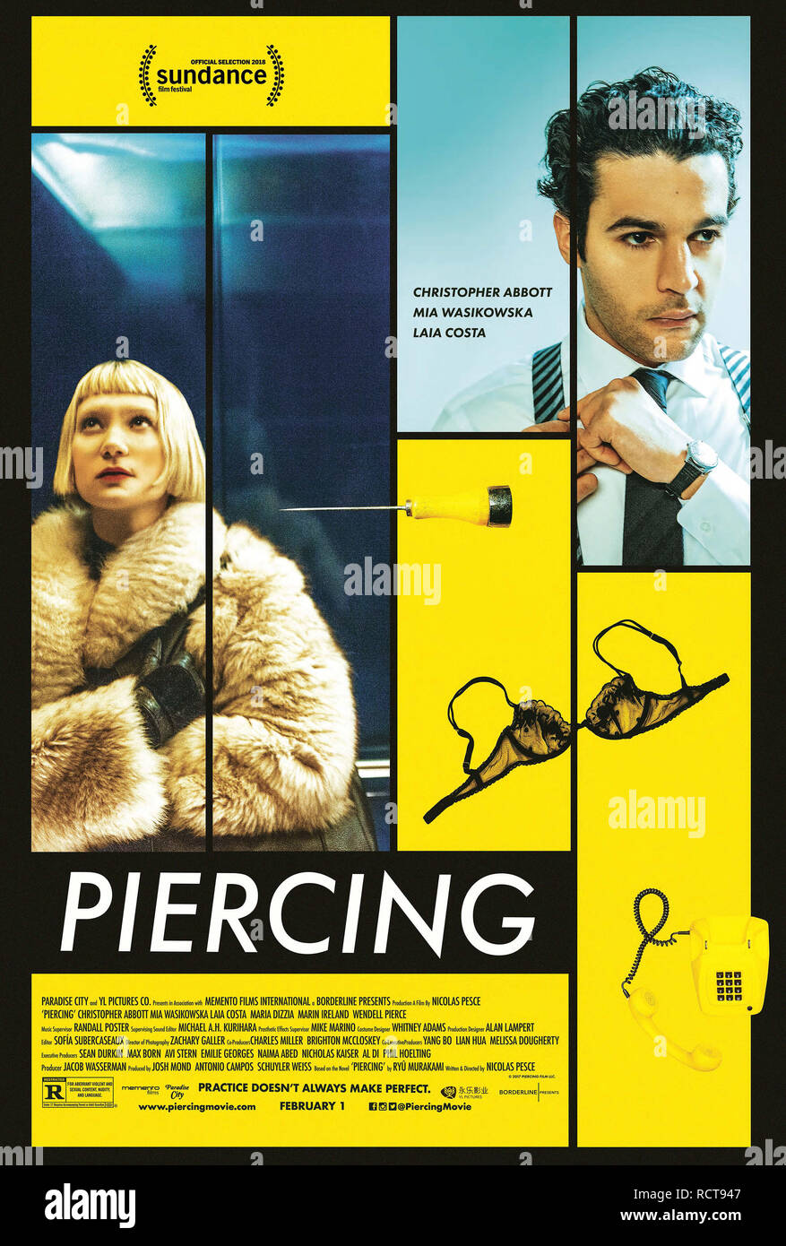 PIERCING, US poster, from left, Mia Wasikowska, Christopher Abbott ...