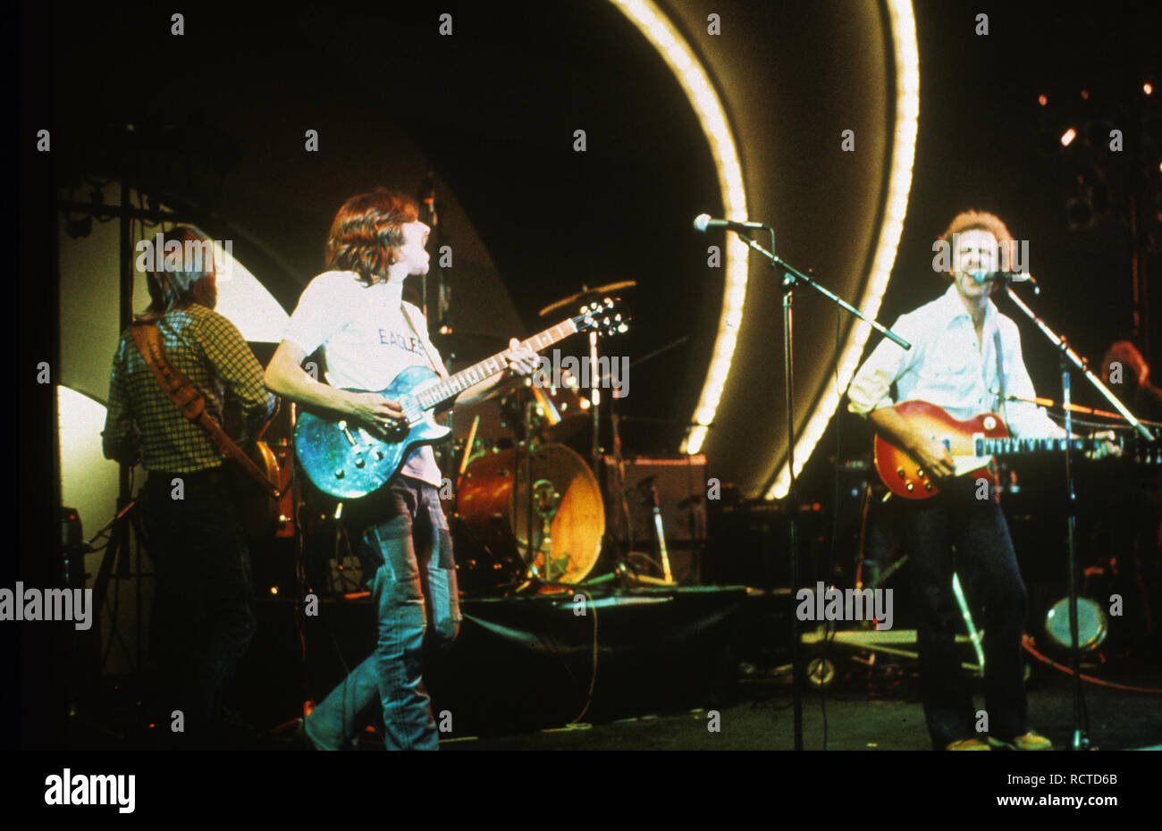 THE EAGLES US rock group about 1973 with Joe Walsh at left and Bernie ...
