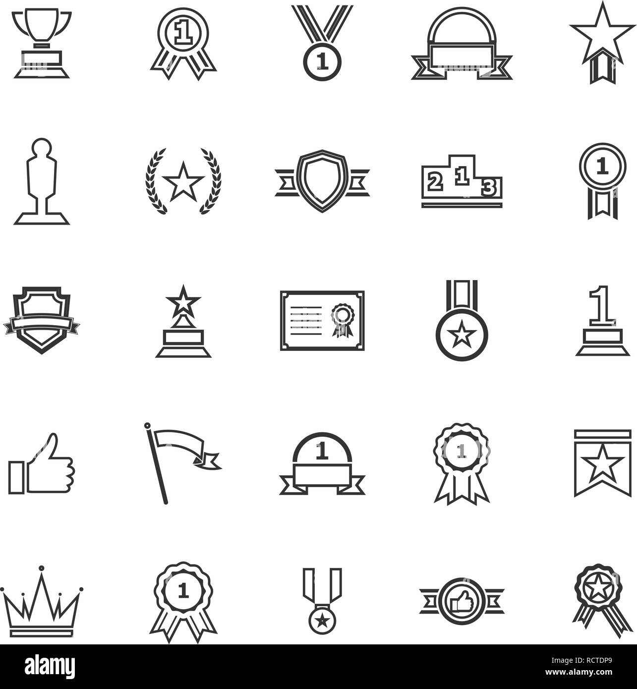 Winner line icons on white background, stock vector Stock Vector Image ...