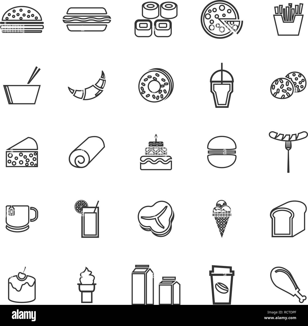 Popular food line icons on white background, stock vector Stock Vector ...