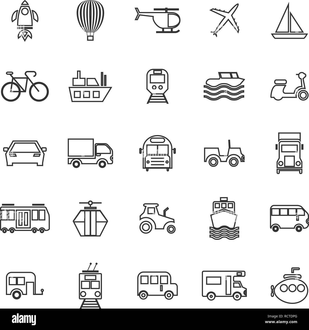 Vehicle line icons on white background, stock vector Stock Vector Image ...